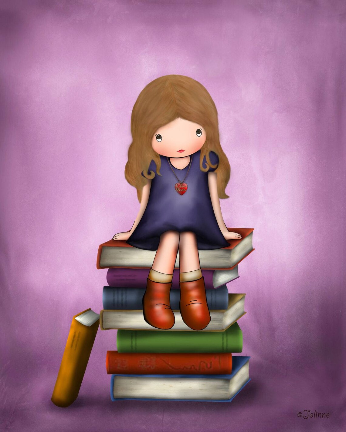 Library Poster Art Girl Books Decor Reading Books Wall Art | Etsy