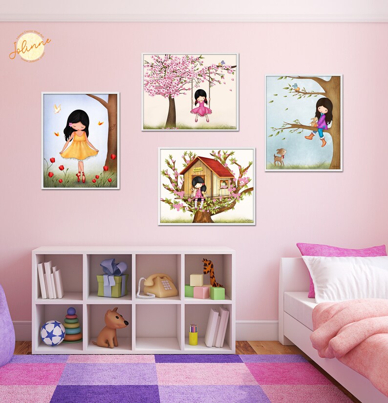 Girls Room Art Prints, Set of 4, Personalized Nursery Decor - Etsy
