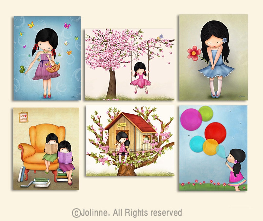 Set of 6 Posters Girls Room,8x10 Posters Set Girl Bedroom,toddler Girl ...