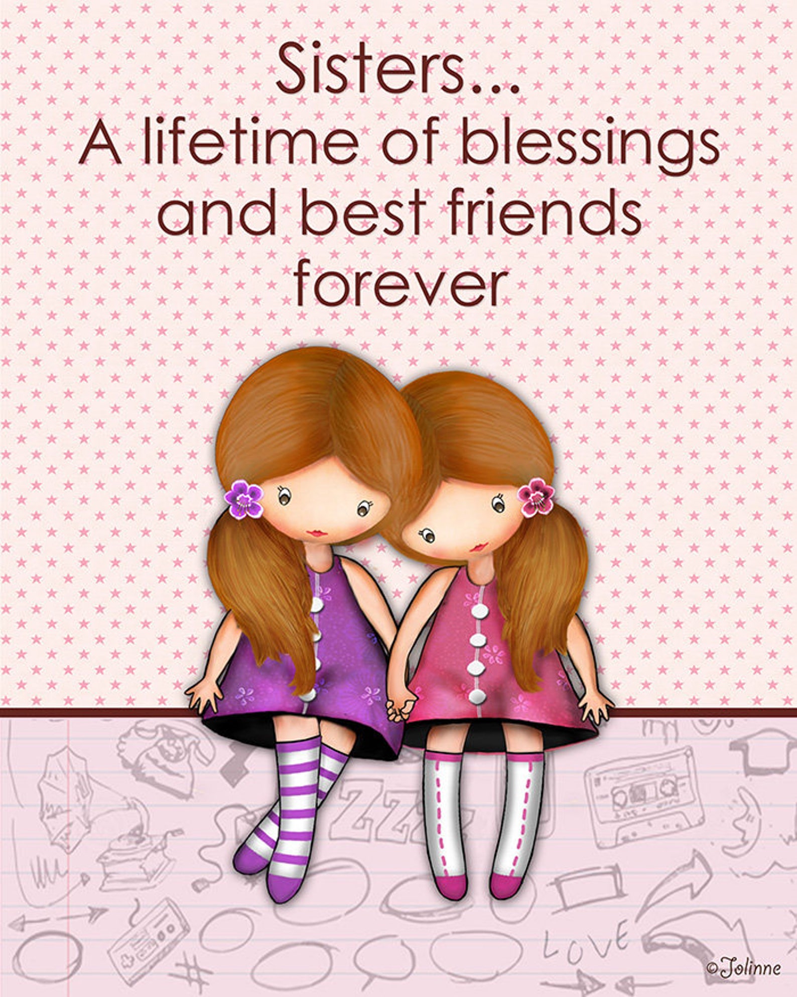 Sister Best Friends Art,sister Wall Art,8x10 Sisters Room Poster ...