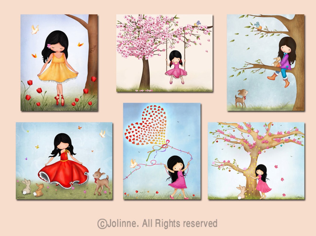 Set of 6 Art Prints for Girls Room, Kids Room Decor Art Posters,little ...