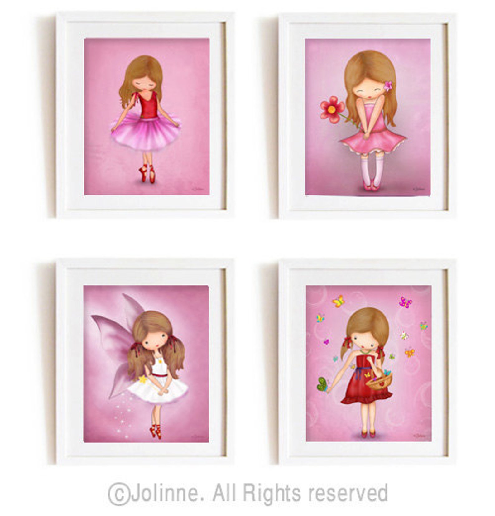 Set of 4 posters for girls roomGirls room art postersPink | Etsy