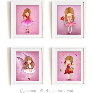 Set of 4 posters for girls roomGirls room art postersPink | Etsy
