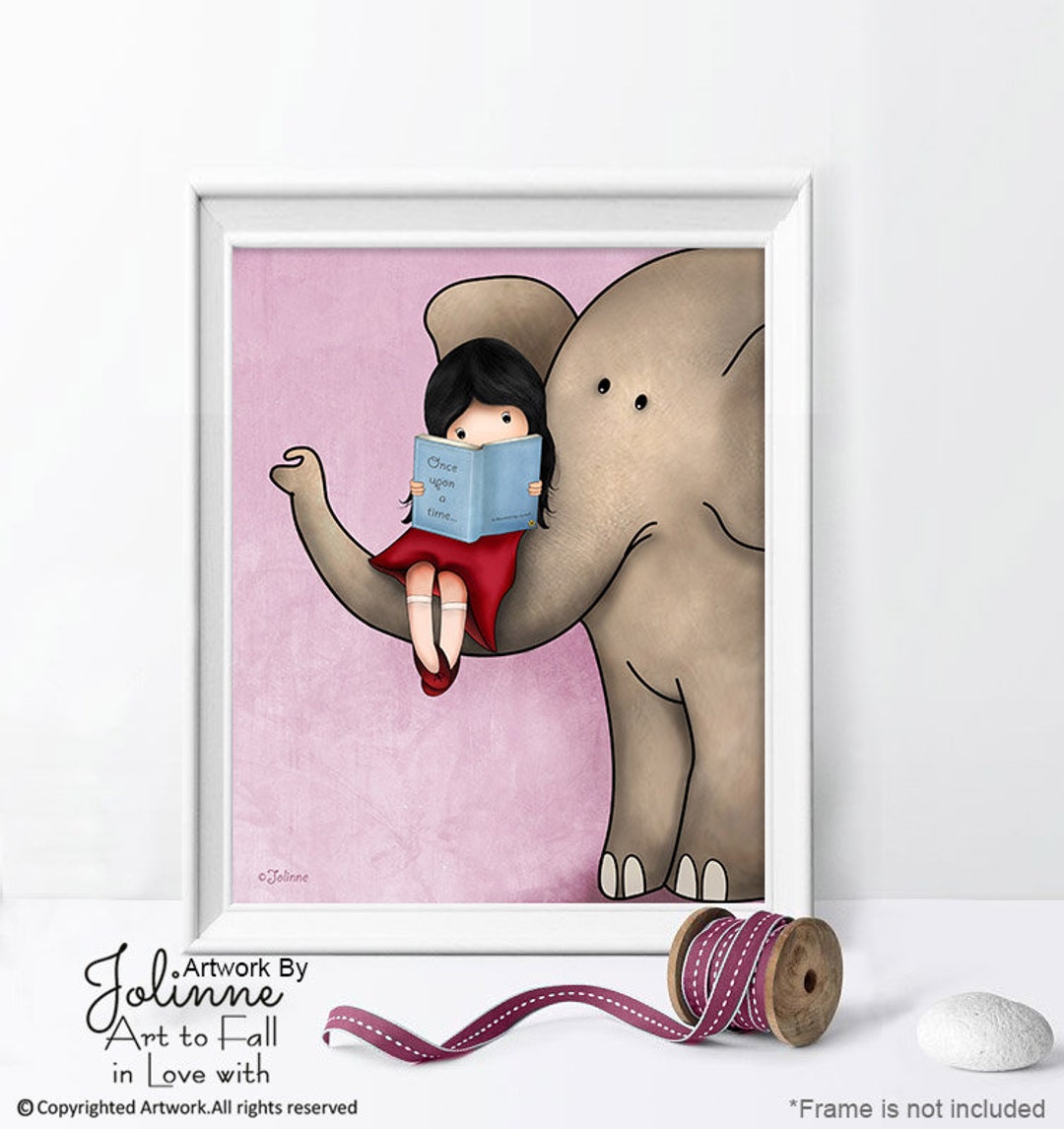 Kids Reading Room Wall Art,reading Nook Poster,elephant Nursery Wall ...