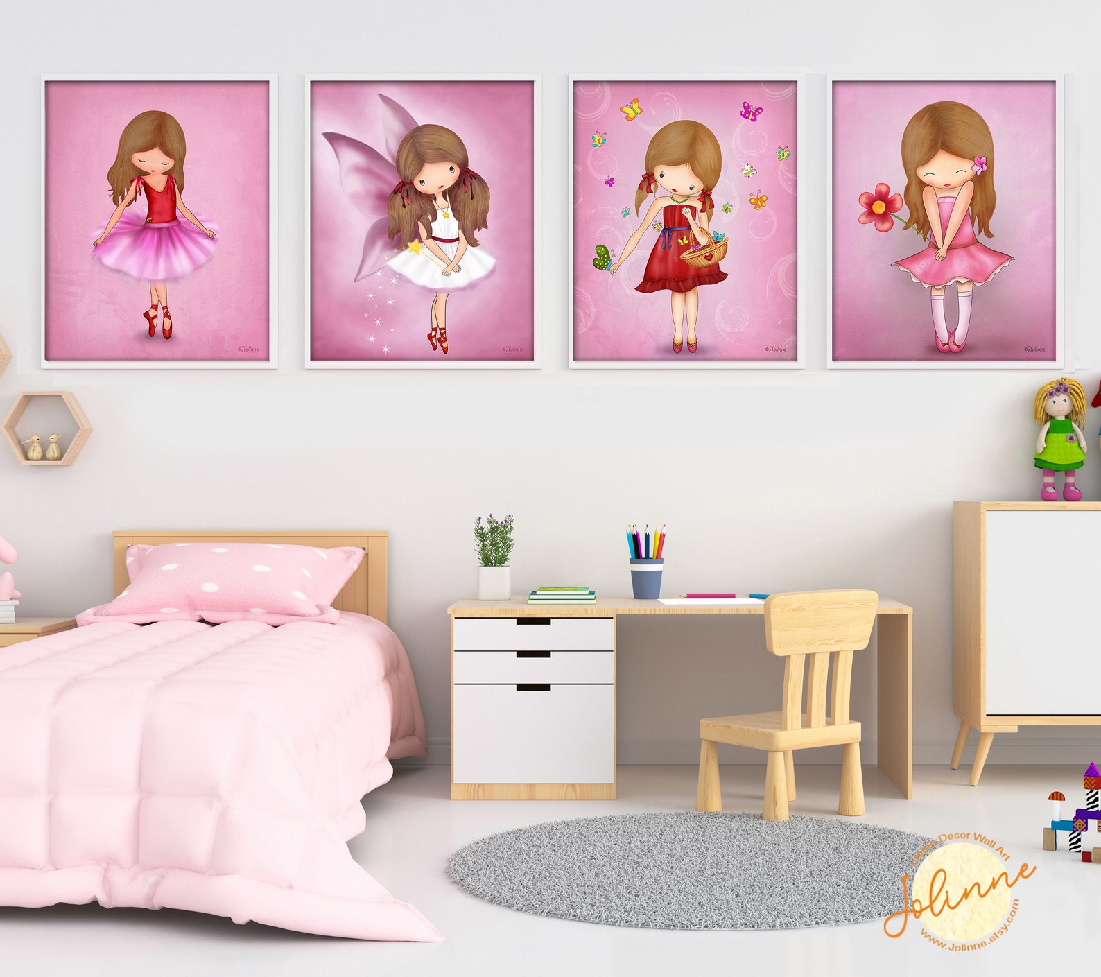Set of 4 Posters for Girls Room,girls Room Art Posters,pink Girls Room ...
