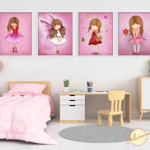 Set of 4 Posters for Girls Room,girls Room Art Posters,pink Girls Room ...