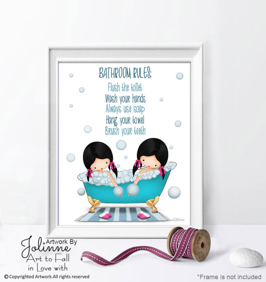Bathroom Rules Wall Art,children's Bathroom Wall Decor,kids Bathroom ...