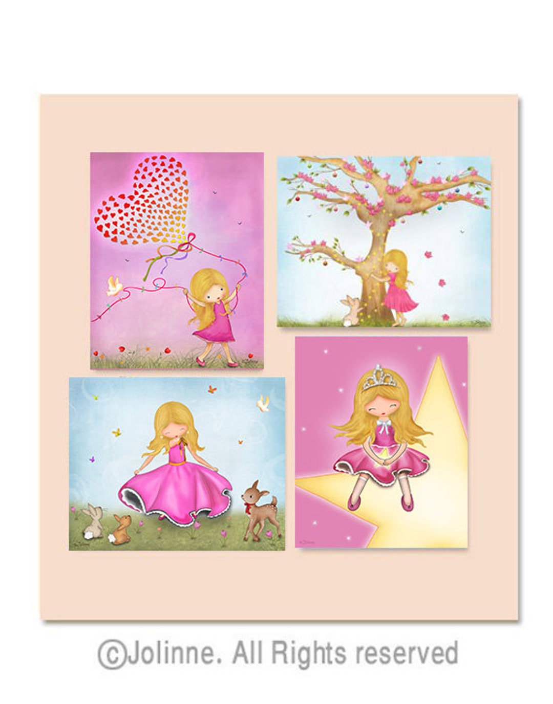 Girls Nursery Art Prints, Set of 4, Personalized Decor - Etsy