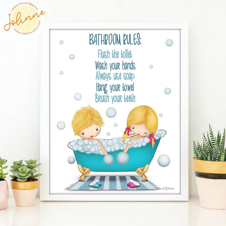 Kids Bathroom Wall Posterartwork for the Bathroombathroom | Etsy