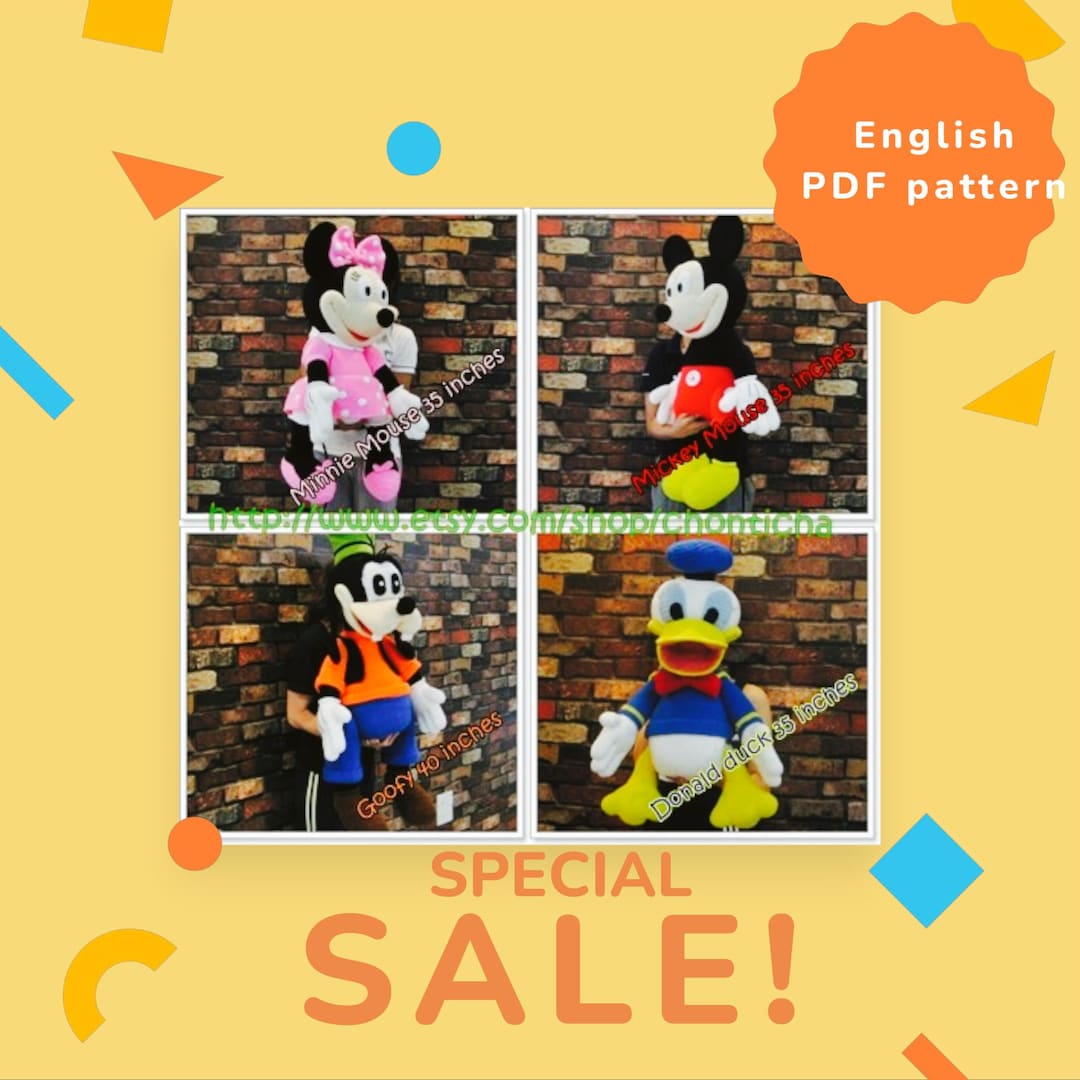 Mickey Mouse & Gang Amigurumi Crochet Pattern (PDF Download) - Giant ...