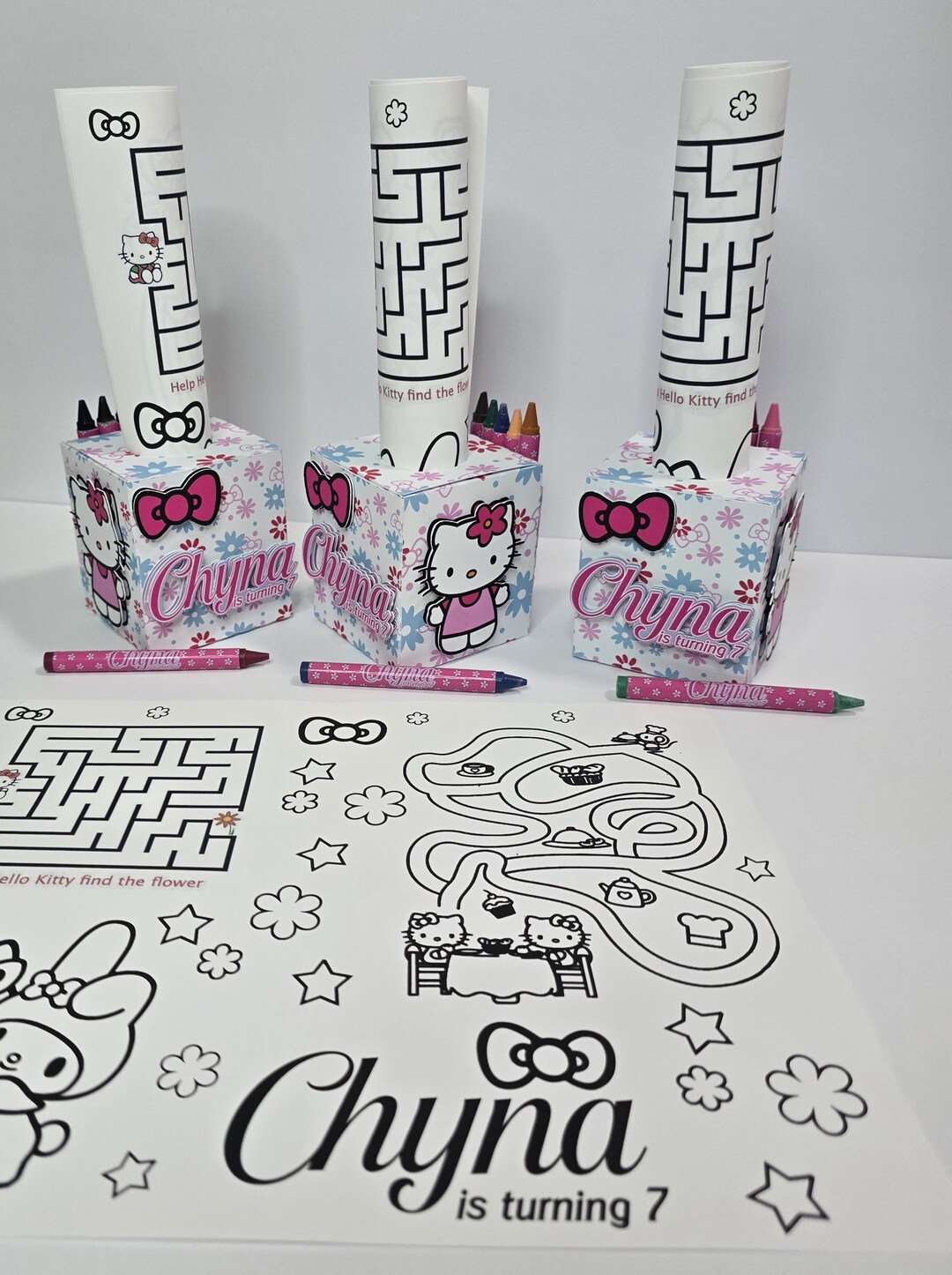 Kitty Character Activity Box: Kids Coloring With Crayons - Etsy