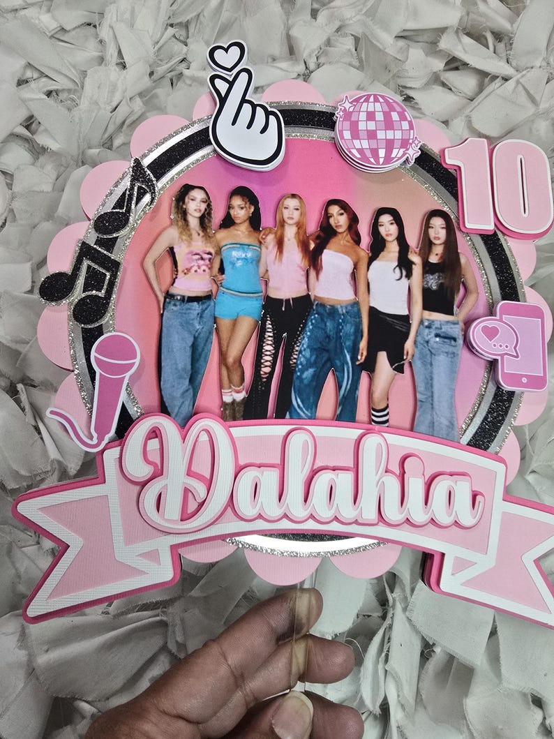 Pop Girl Group Cake Topper | 6 Member Stage Theme Birthday Topper ...