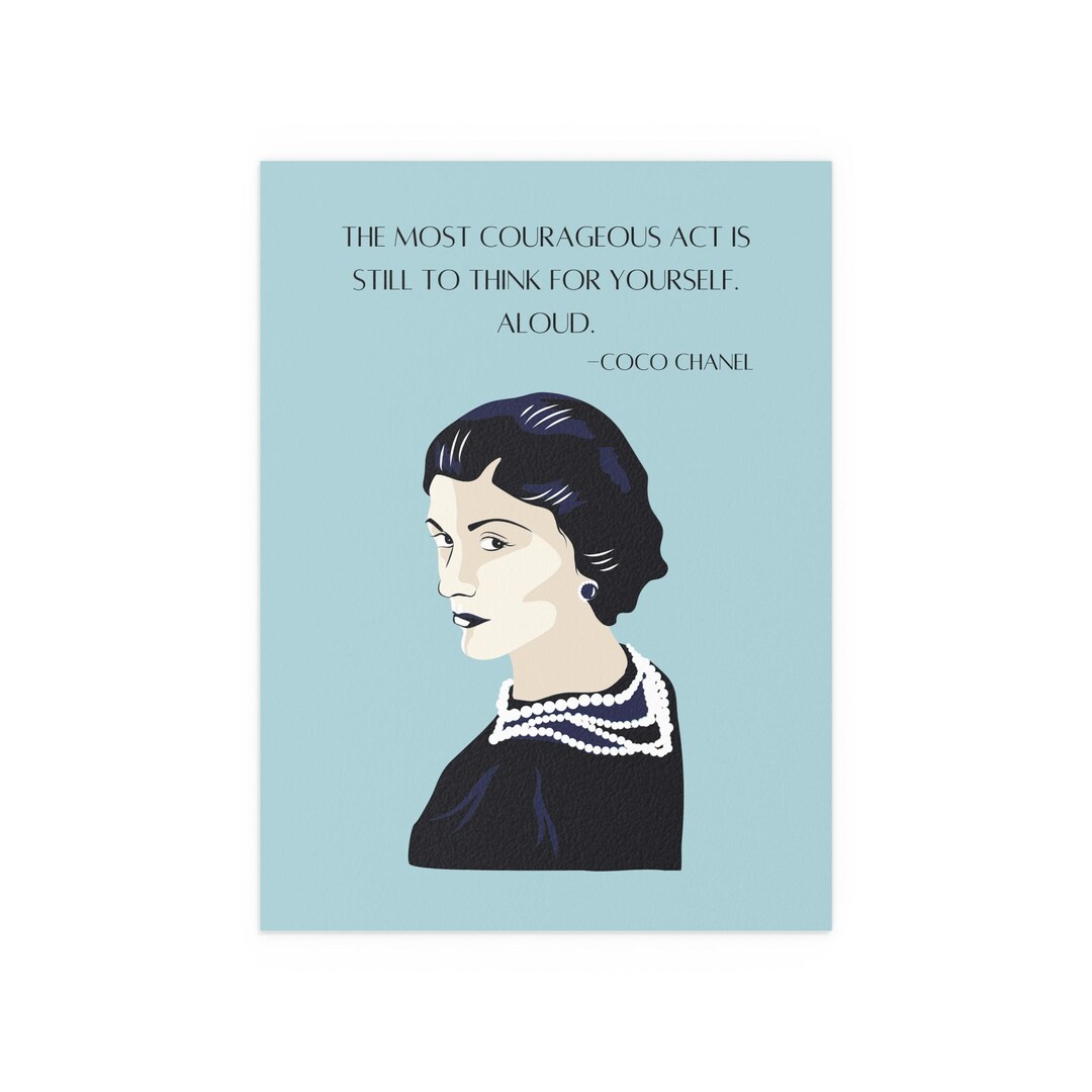 Blue Vertical Silk Poster, Coco Chanel Quote, Feminist Gift, French ...