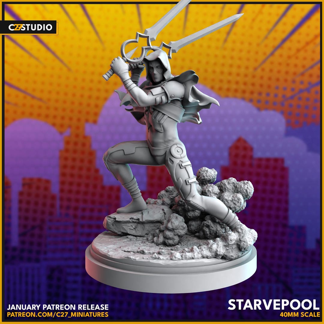 Deadpool Famine Horseman, Marvel, Hero, RPG Resin Model Kit, 3D Printed ...