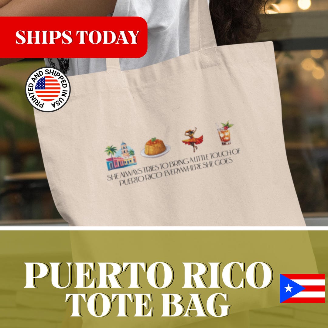 Puerto Rico Heritage Tote Bag With Iconic Cultural Designs | Travel ...
