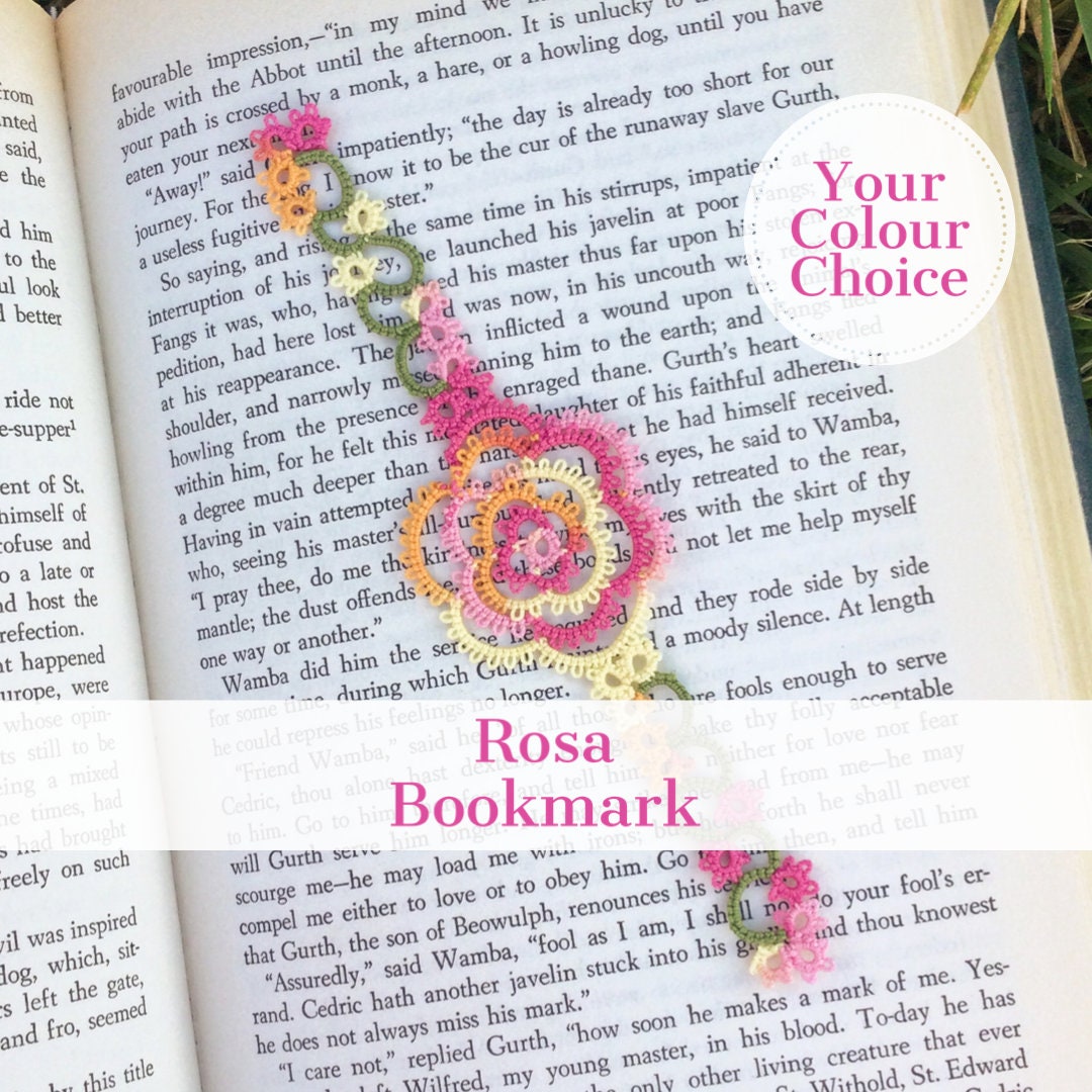 Rose Bookmark in Your Colour Choice, Handmade Tatting Lace - Rosa - Etsy