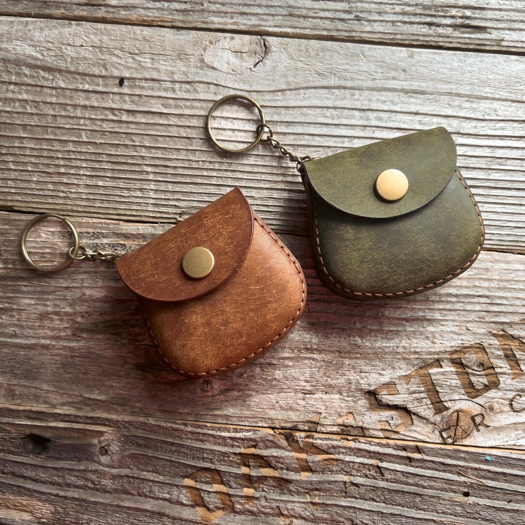 Handmade Vegetable-tanned Leather Keychain Pouch, Coin Purse & Earbud ...