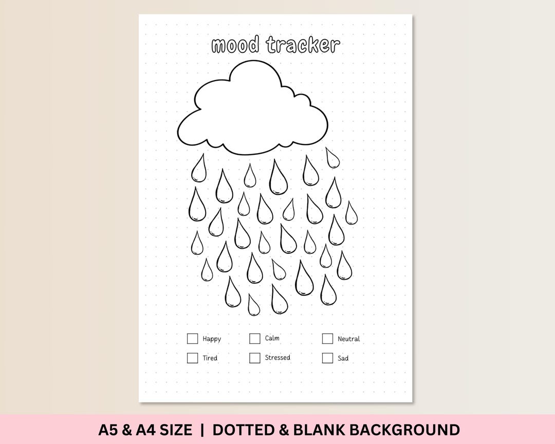Mood Tracker Printable, Printable Journal Tracker, Bullet Journal Page ...