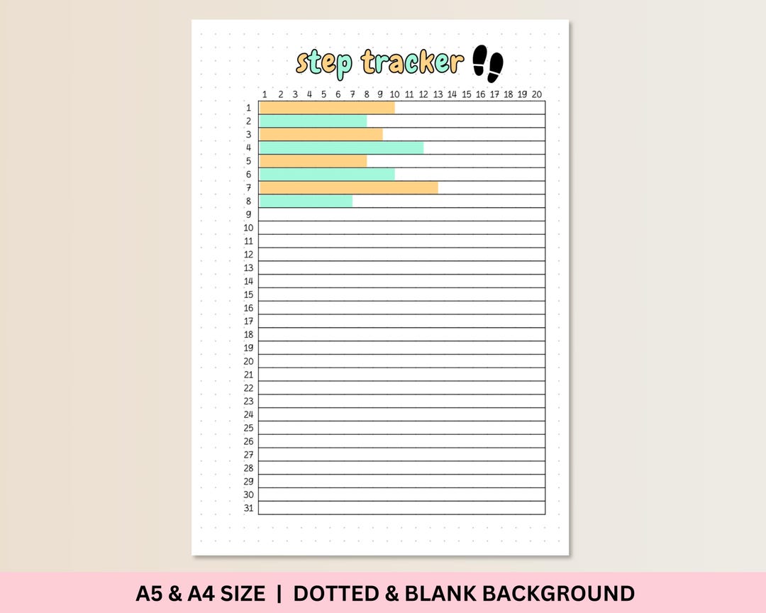 Step Tracker Printable, Daily Step Log, Fitness Tracker, Printable ...