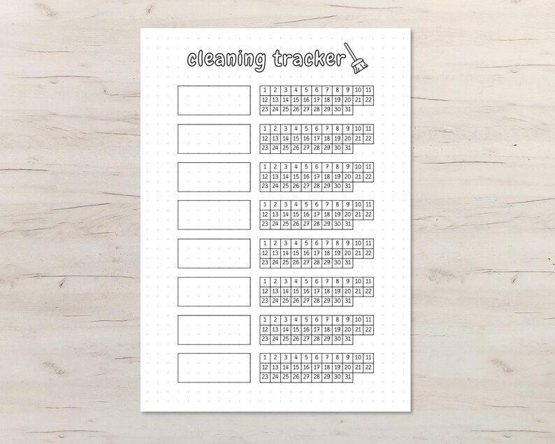 Cleaning Tracker Printable, Monthly Cleaning Tracker, Cleaning List ...