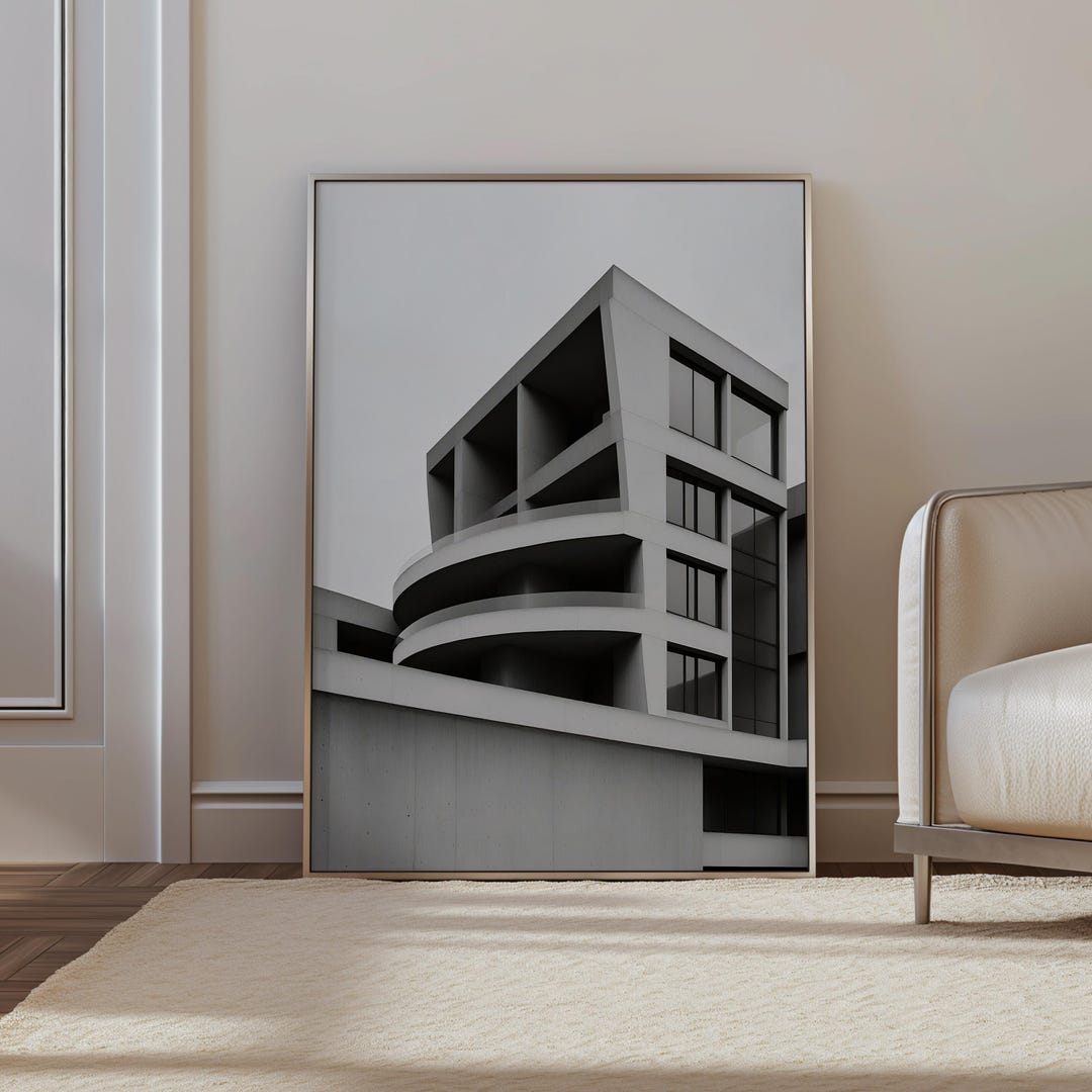 Black and White Architecture Wall Art | Minimalist Corner Facade Art ...