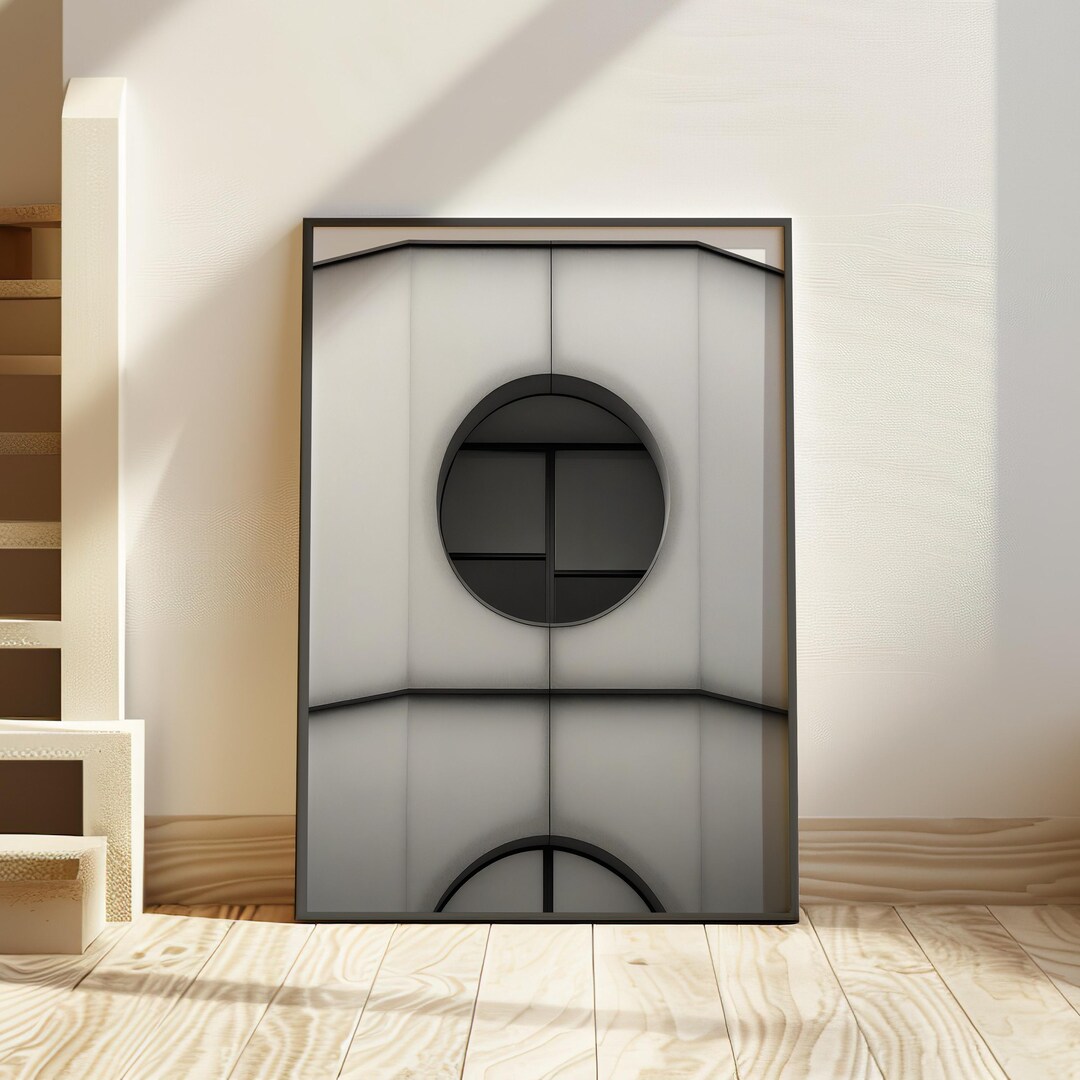 Black and White Architecture Wall Art | Minimalist Round Window Abstract Building Wall Art Print ...