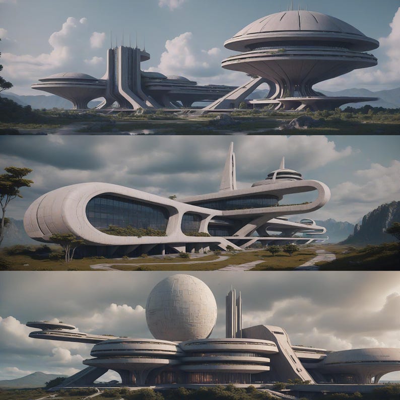 200+ Sci-fi Illustrations Majestic Art Pack - Futuristic Architecture ...
