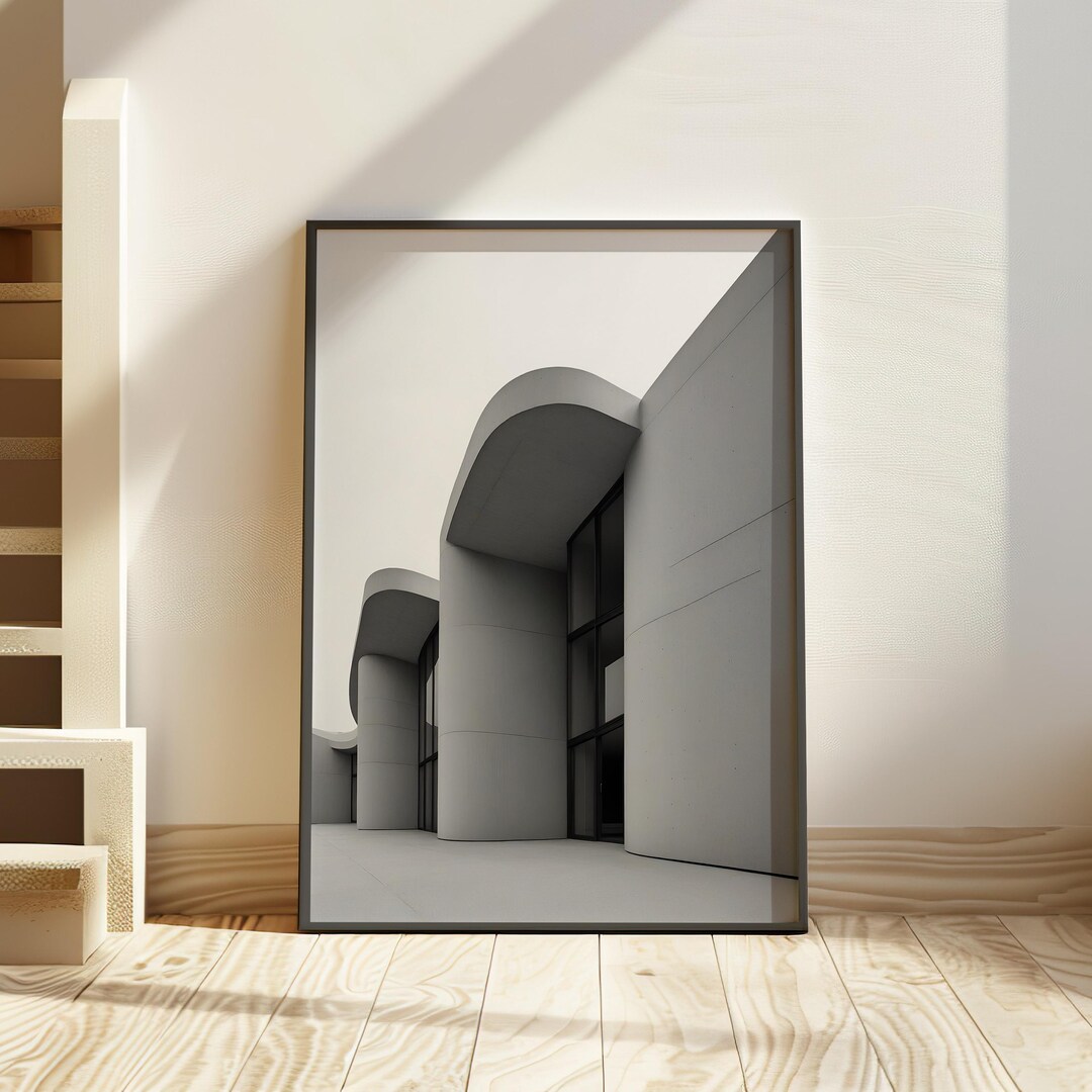 Black and White Architecture Wall Art | Minimalist Curvy Concrete ...