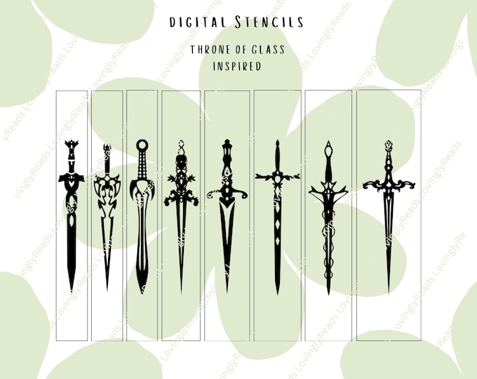 Sword Stencils for Sprayed Edges , Book Edges, Fantasy Swords - Digital ...