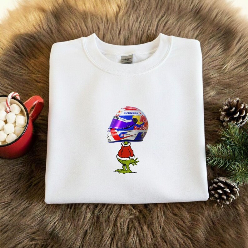 Max Verstappen Racing Helmet 2025 Grinch Sweatshirt, Vintage Christmas ...
