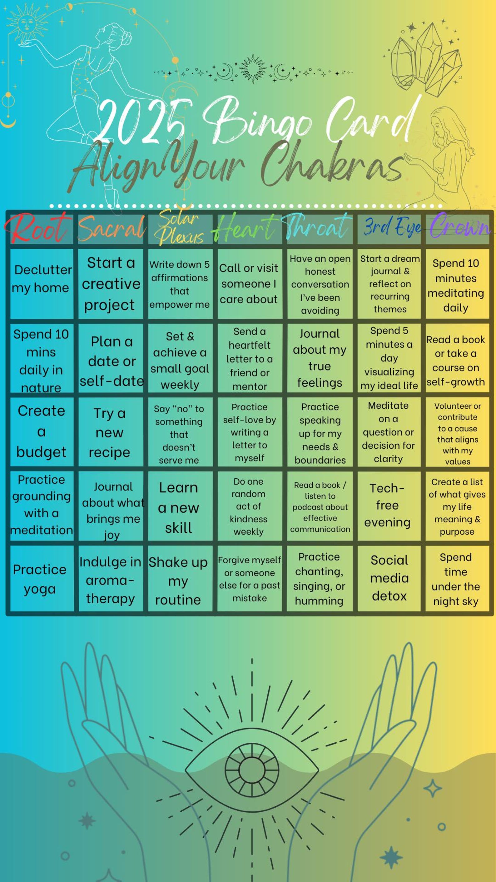 Chakra Alignment 2025 Bingo Card - Etsy