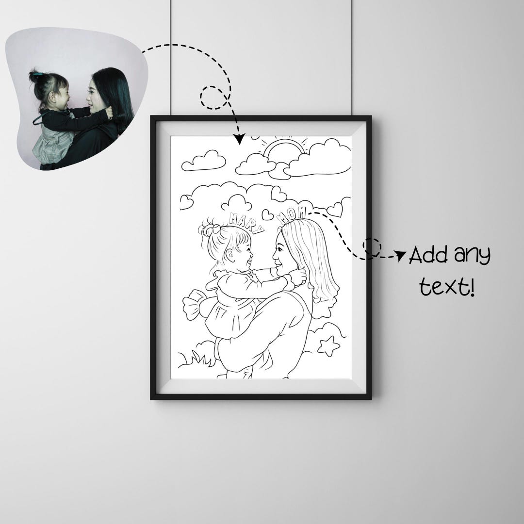 5 Pages Personalized Coloring Book, Custom Family Coloring Book ...