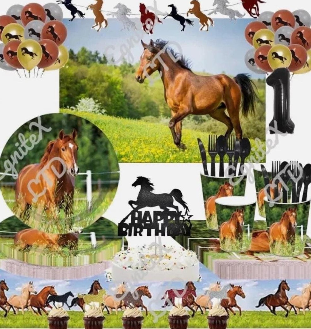 Horse Equestrian Birthday Party Supplies Decor Decorations Latex ...