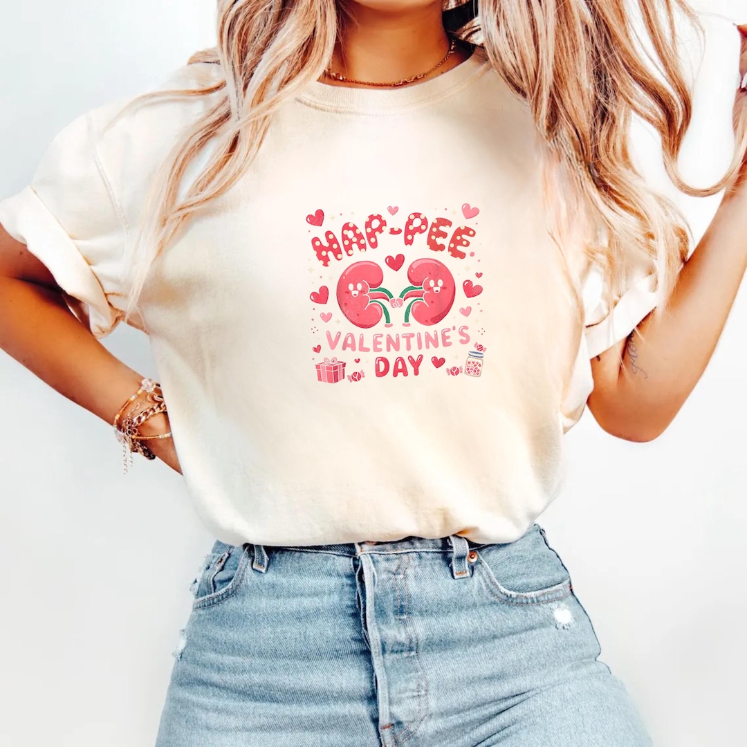Funny Kidney Valentine Shirt, Hap-pee Valentine's Day Tee, Cute Medical ...