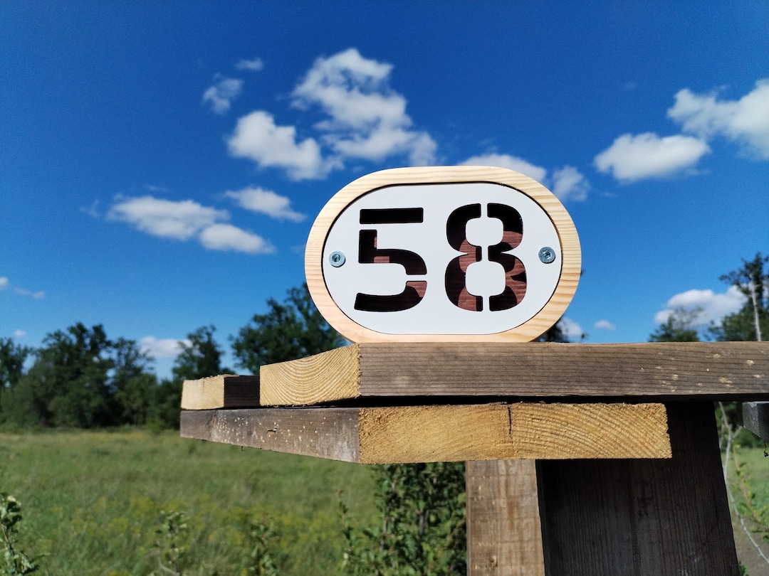 Custom Wooden House Number Sign – Weatherproof Composite & Pine Address ...