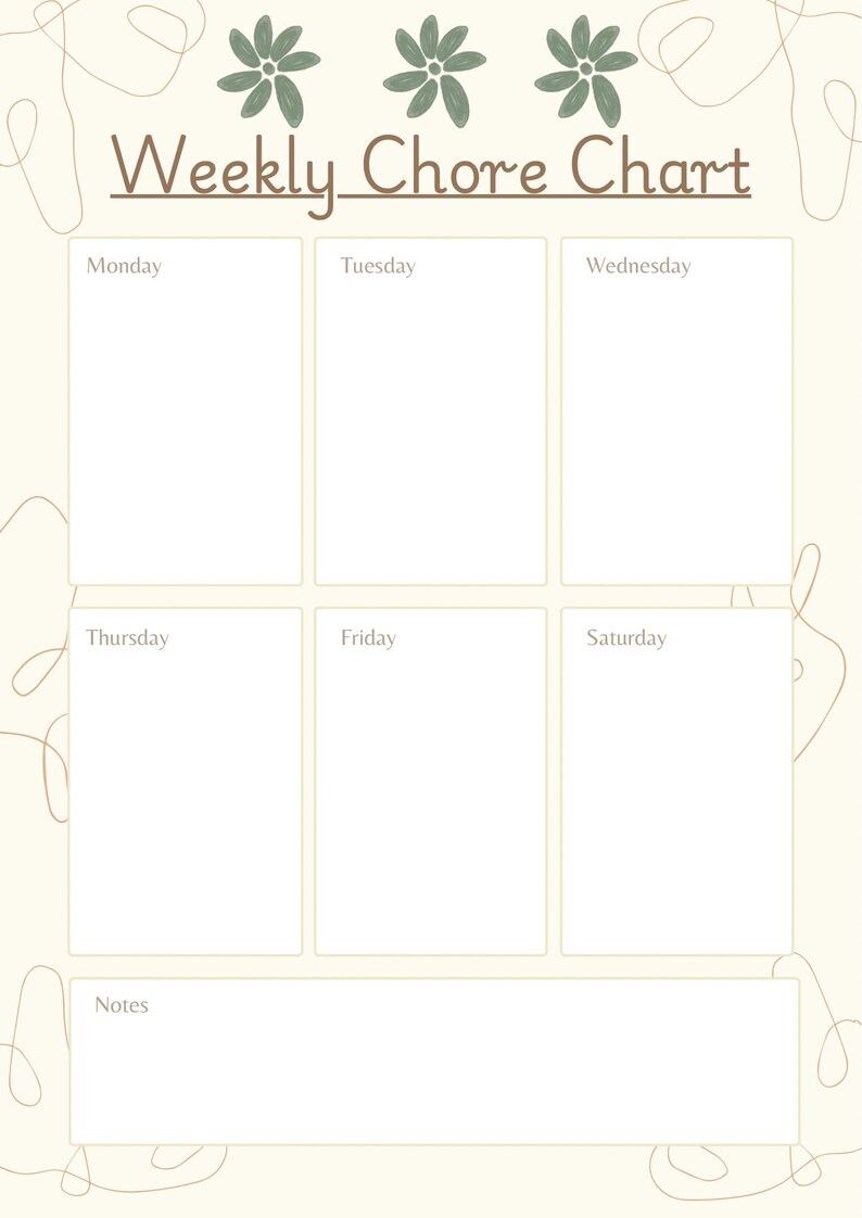 Printable Chore Chart for Kids | Weekly Task Tracker | Household ...