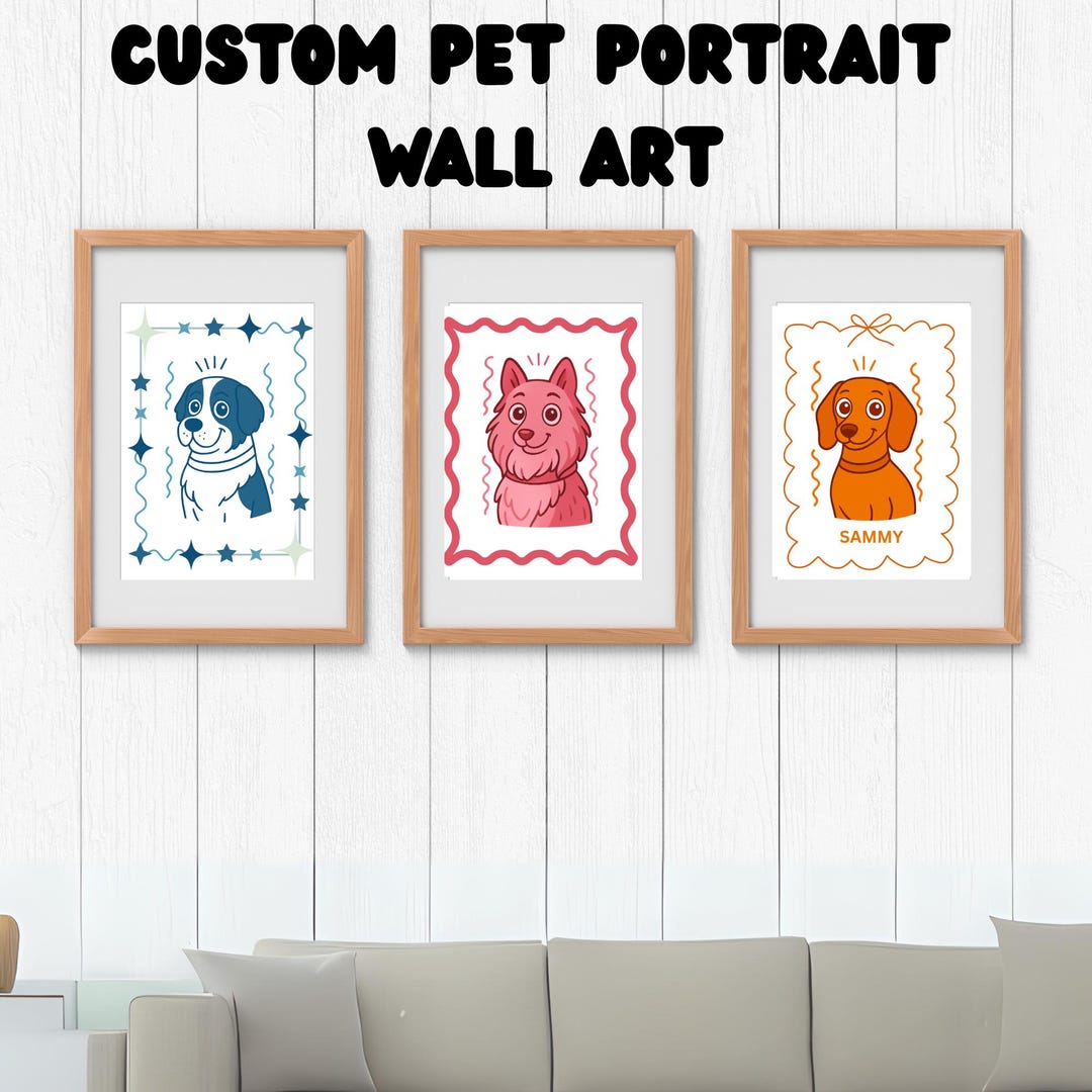 Custom Badly Drawn Pet Portrait Personalized Badly Drawn Dog Art ...