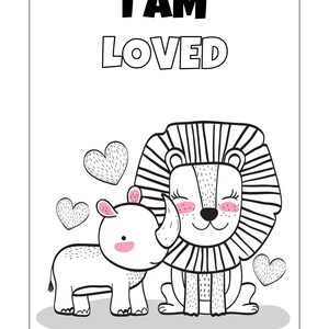 Wild Animals Coloring Page - Positive Affirmations Art Print for Stress ...