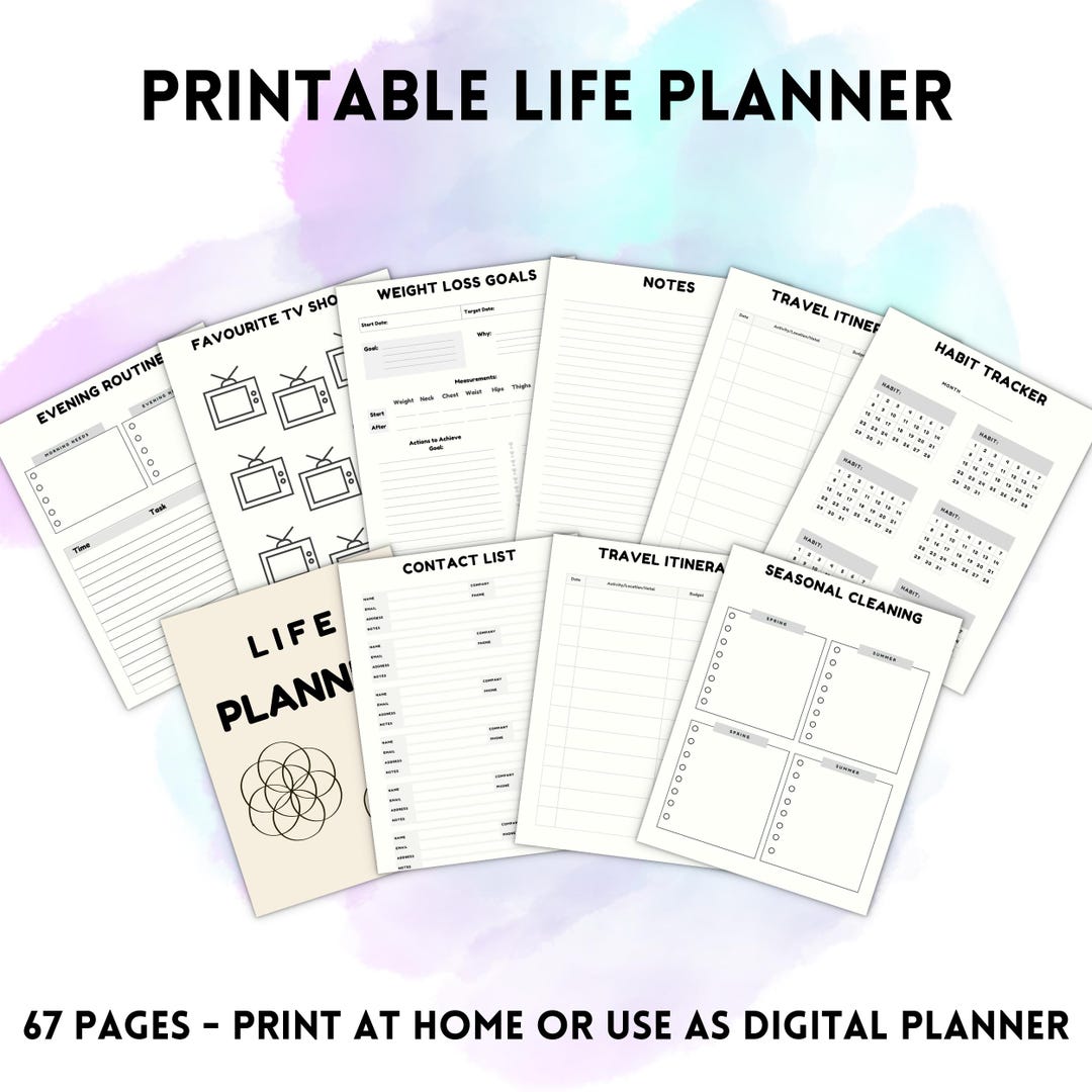 Printable Life Planner Goal Setting & Habit Tracker Organize Your Life ...