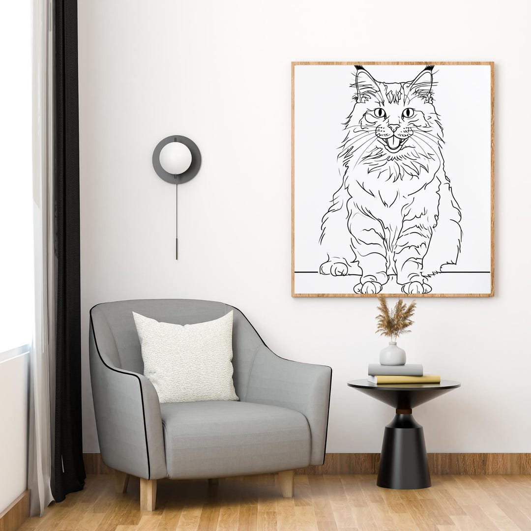Custom Pet Line Art Portrait: Minimalist Memorial Gift (digital ...