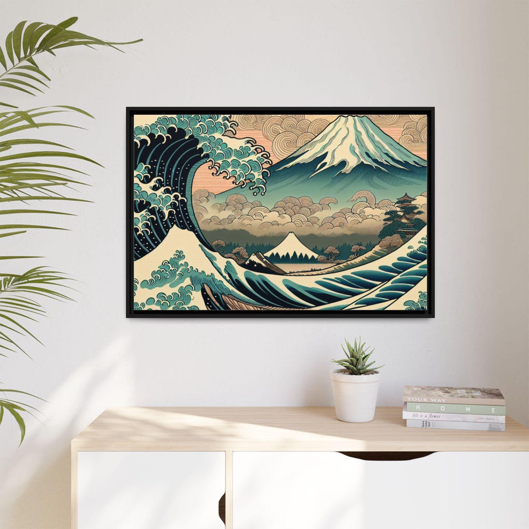 Hokusai Ukiyo-e Framed Canvas Print, Japanese Wall Art Decor, Multi ...