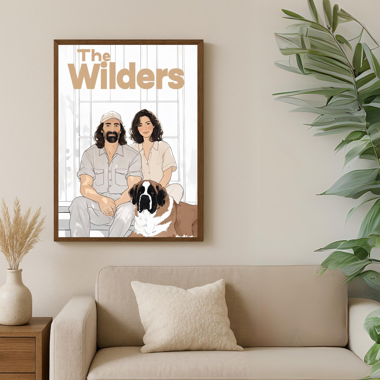 Custom Family and Pet Line Art Portrait | Modern Digital Download ...