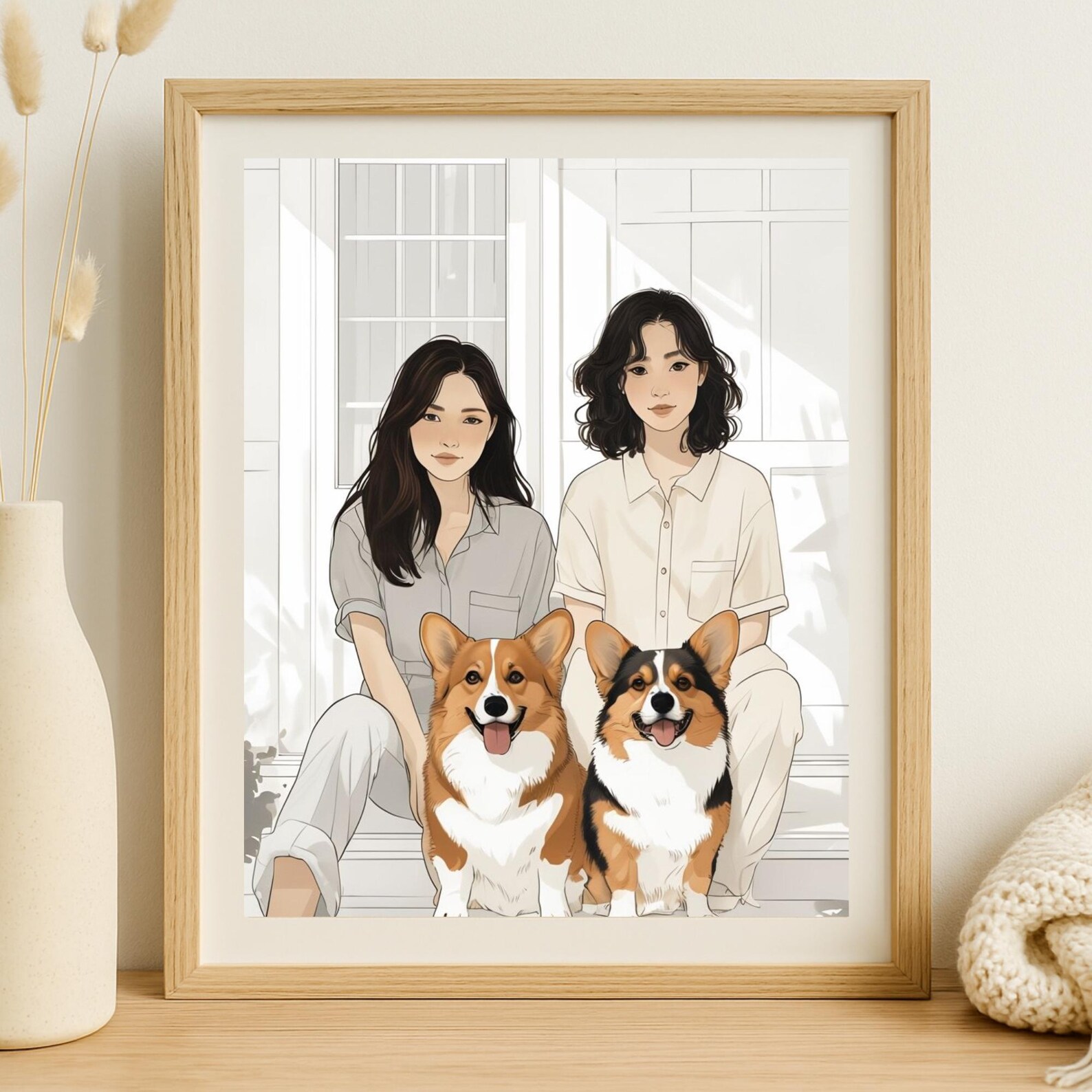 Custom Family and Pet Line Art Portrait | Modern Digital Download ...