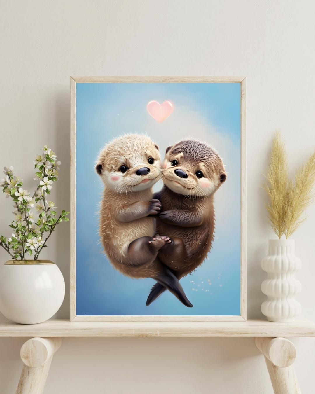 Adorable Otters Digital Print | Cute Otter Wall Art | Instant Download ...