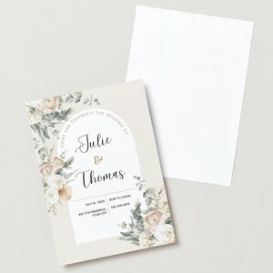 Cream Flower Wedding Invitation - Etsy