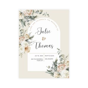 Cream Flower Wedding Invitation - Etsy