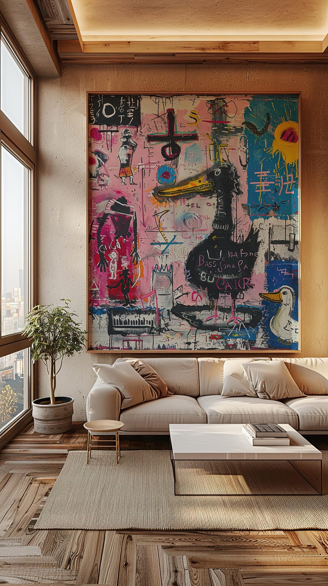 Basquiat-inspired Abstract Art Print | Modern Wall Decor | N1 - Etsy
