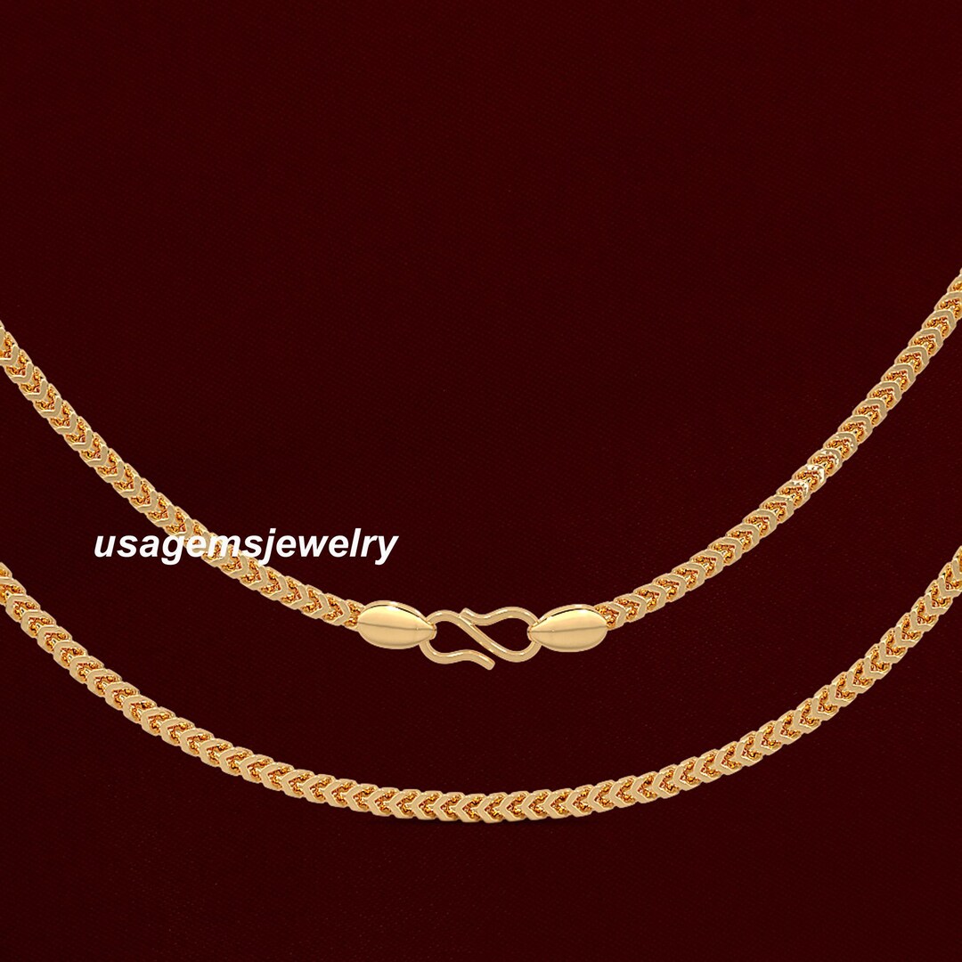 22K Yellow Gold Franco Chain Necklace, 22 Inchbirthday Gift Jewelry Her ...