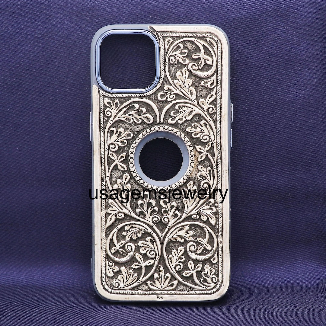 Handcrafted Sterling Silver iPhone Case | Intricate Floral Vine ...