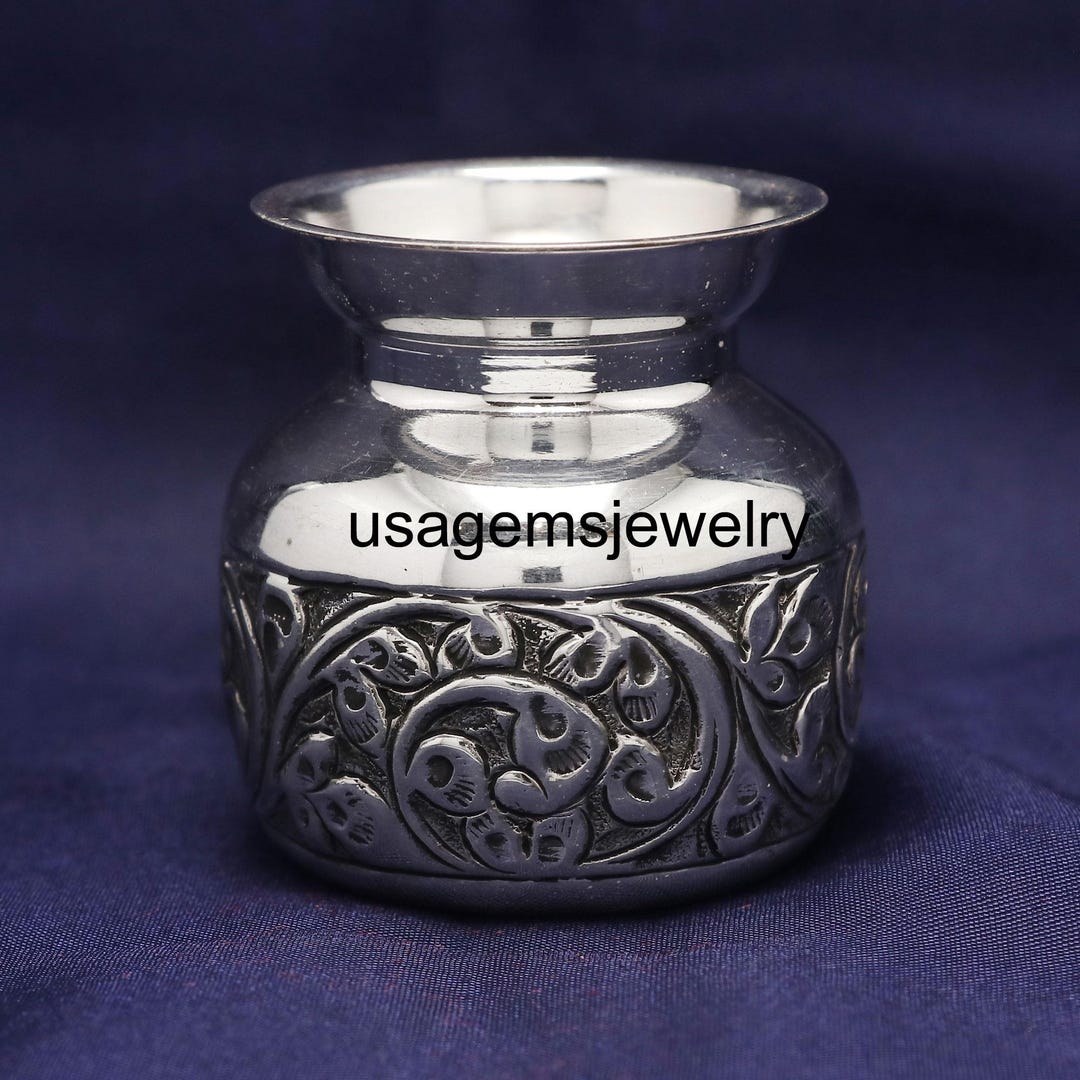 Vintage Sterling Silver Lota (kalash) | Embossed Floral Design ...